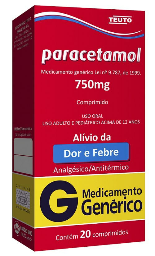 Paracetamol 20 Comprimidos 750Mg | Drogaria Globo - Drogaria Globo