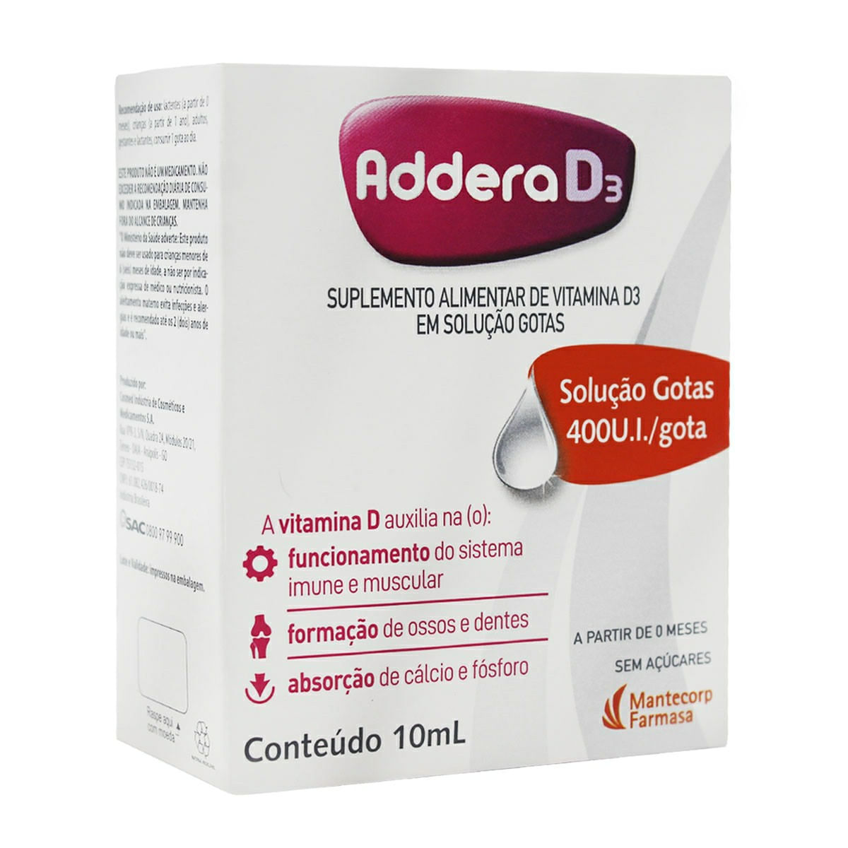 Addera D3 400UI GTS 10ML|Drogaria Globo - Drogaria Globo