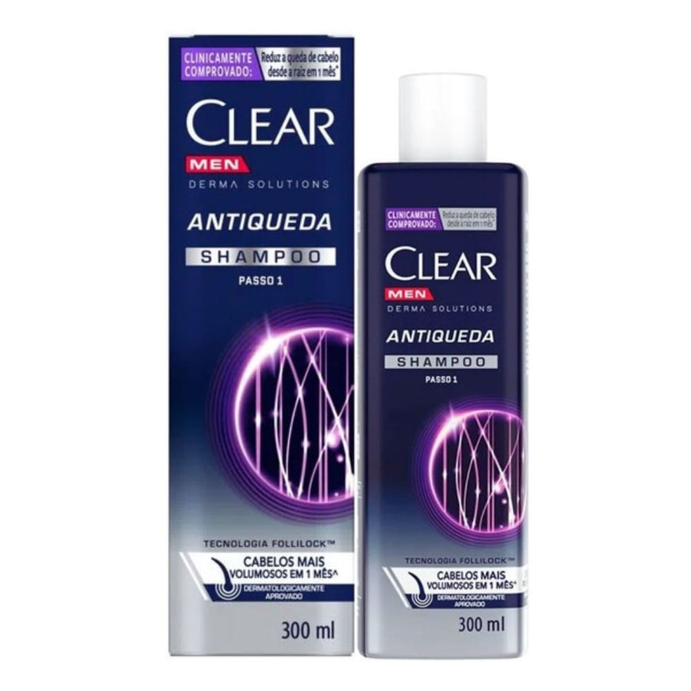 Shampoo Antiqueda Clear Men Derma Solutions 300ml | Drogaria Globo ...