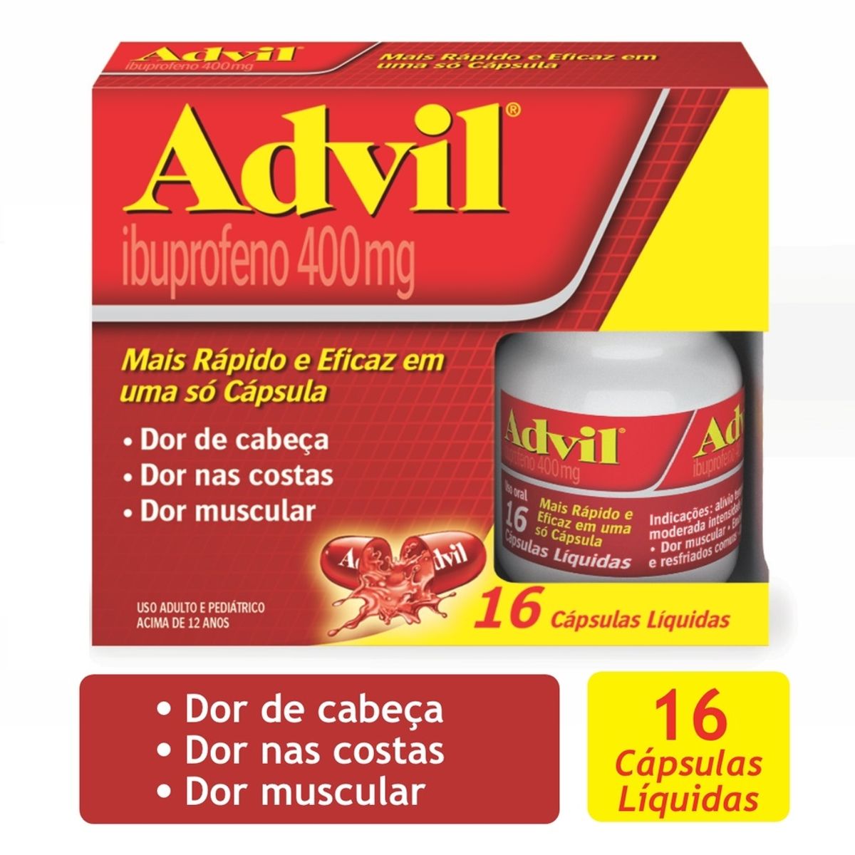 Advil 400mg com 16 Cápsulas |Drogaria Globo - Drogaria Globo